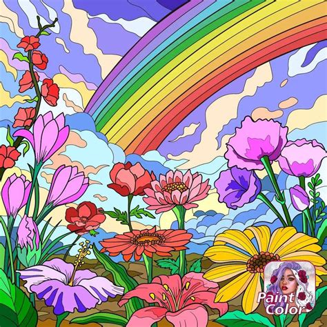 Rainbow And Flowers By Drawingliker100 On Deviantart