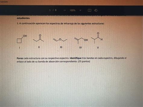 Solved Match Each Structure With Its Respective Spectrum Chegg