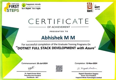 Abhishek M M On Linkedin Happy To Share That Ive Completed The