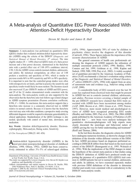 A Meta Analysis Of Quantitative Eeg Power Associated With 2006 Pdf