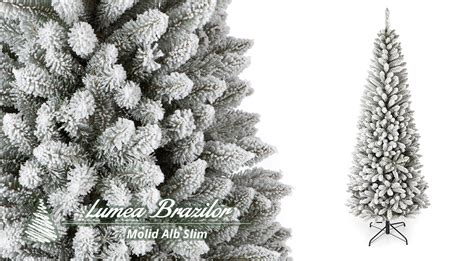 Brad Artificial Molid Alb Îngust 240cm Lumea Brazilor