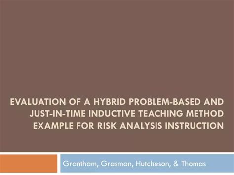 Ppt Evaluation Of A Hybrid Problem Based And Just In Time Inductive