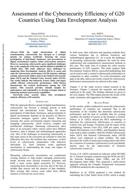 Pdf Assessment Of The Cybersecurity Efficiency Of G20 Countries Using