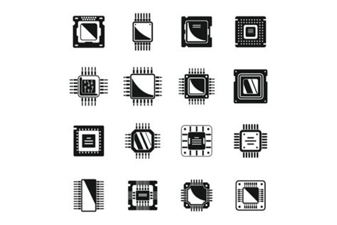 Processor Icons Set Simple Vector Graphic By Anatolir56 Creative Fabrica