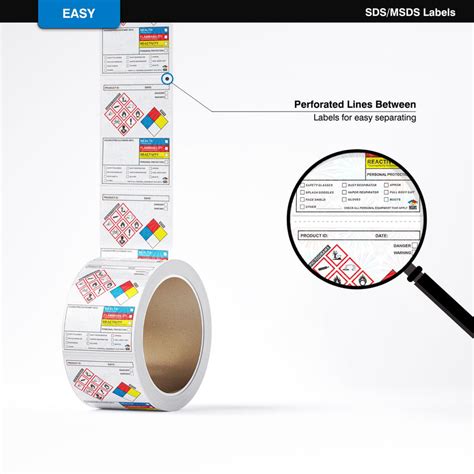 Sds Label Stickers 4 X 3 Inches Roll Of 250 Msds Osha Data Stickers W
