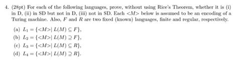 solved 4 28pt for each of the following languages prove