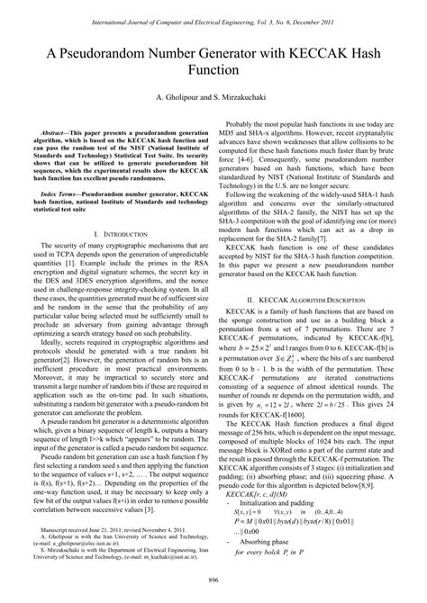 pdf a pseudorandom number generator with keccak hash function