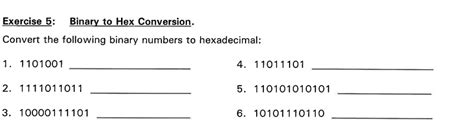 Solved Exercise 5 Binary To Hex Conversionconvert The