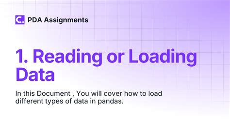 1 Reading Or Loading Data Pda Assignments