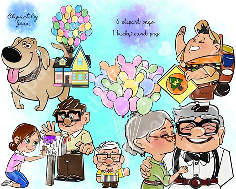 Set Of Watercolour Up Movie Clipart Carl And Ellie Clipart Up
