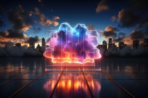 Premium Photo Abstract Colorful Glowing Cloud Cloud Computing