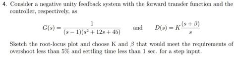 Solved 4. Consider a negative unity feedback system with the | Chegg.com
