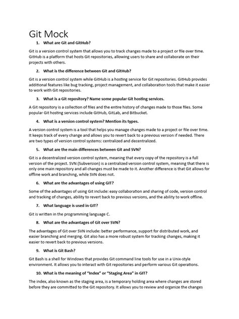 Git Mock Pdf Version Control Computer Architecture