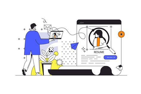 문자가 있는 평면 개요 디자인의 Hr 프로세스 웹 개념 프리미엄 벡터