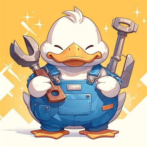 Premium Vector A Wise Duck Software Engineer Cartoon Style