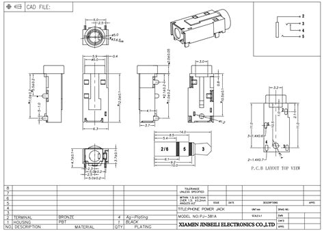 Pj 381a 35mm Dip Right Angle Audio Jack Jinbeili