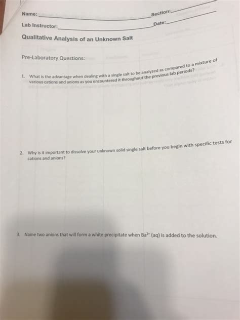 Solved Name Section Date Lab Instructor Qualitative Chegg Com