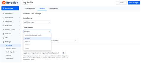 How To Customize Date Time Display Format And Time Zone Boldsign Support