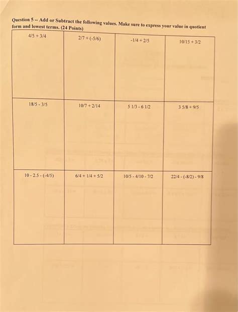 Solved Question Add Or Subtract The Following Values Chegg Com