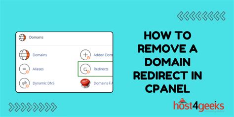 how to remove a domain redirect in cpanel host4geeks llc