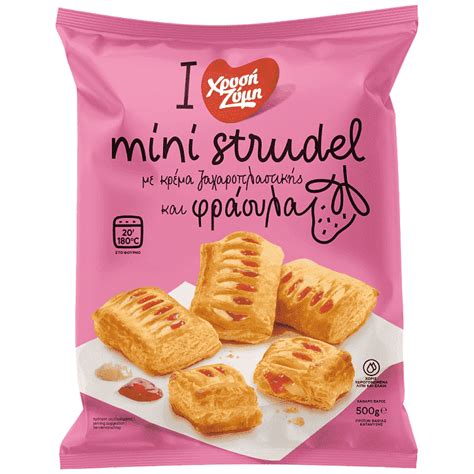 Χρυσή Ζύμη Mini Strudel Φράουλα Κατεψυγμένα 500gr Mymarketgr