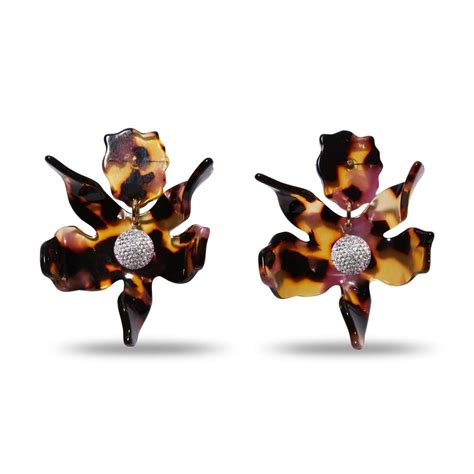 Crystal Lily Pierced Earrings Rose Tortoise Lele Sadoughi Iris