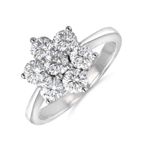 133 Ct Round Brilliant Diamond Cluster Ring Pre Loved 18k White G