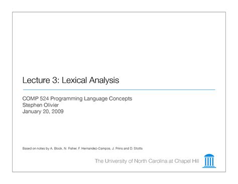 Lexical Analysis Programming Language Concepts Slides Comp 524