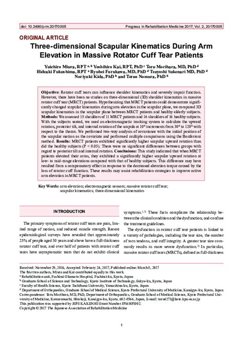 Pdf Three Dimensional Scapular Kinematics During Arm Elevation In