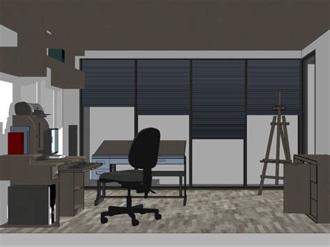 Modern Home Office Design Idea Sketchup 3d Model Skp File Download Sketchupbox