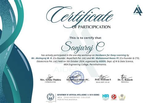 Sanju Raj C On Linkedin Deeplearning Hardwareforai Aianddatascience Workshop