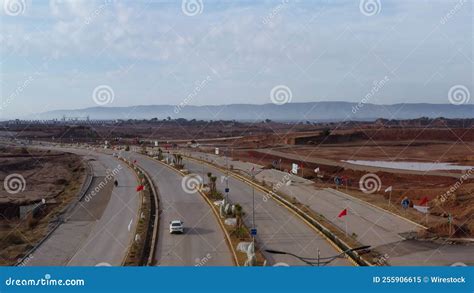Drone View Of Four Parallel Highway Roads Leading To Islamabad