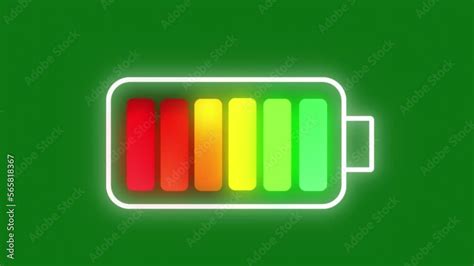 Battery Charge Animation On Green Screen Background Animation Of Battery Charge Level Indicator