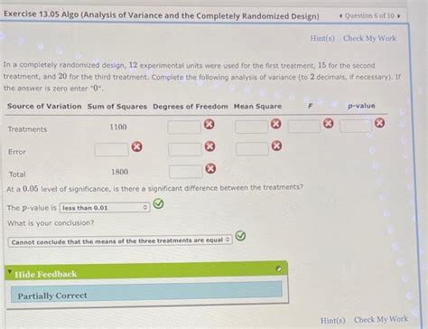 solved exercise 13 05 algo analysis of variance and the