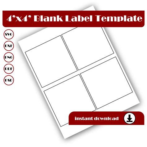 4 Inch Square Template Square Sticker Template Square Labe Inspire