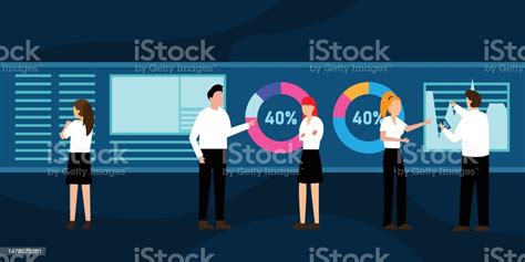 홀로그램 차트 및 판매 다이어그램에 대한 비즈니스 분석가의 팀워크 컴퓨터 네트워크에 대한 스톡 벡터 아트 및 기타 이미지 컴퓨터 네트워크 거래자 테크놀로지 Istock