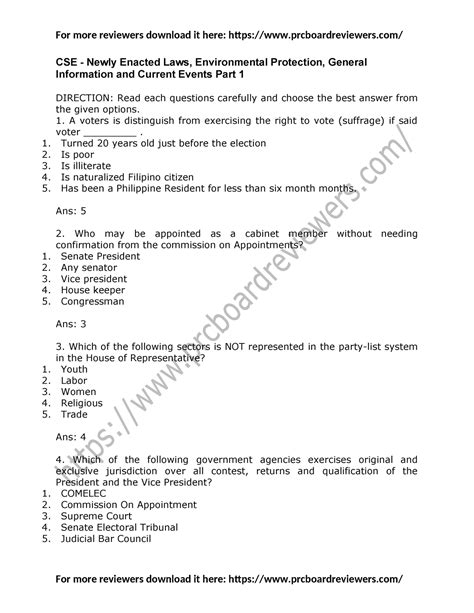 Csc Reviewer CSE Newly Enacted Laws Environmental Protection General Information And