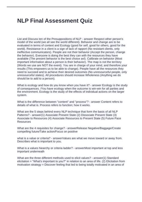 Nlp Final Assessment Quiz Questions With Solutions 204 Nlp Stuvia Us