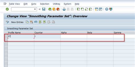 Define Exponential Smoothing Parameter Set