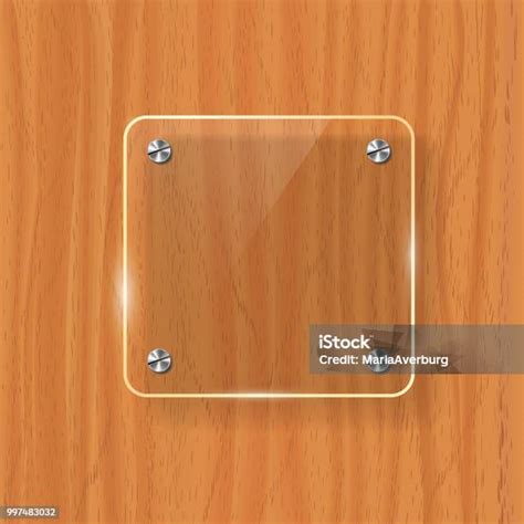 투명 유리 접시를 모의입니다 노란 나무 배경입니다 장식 그래픽 디자인 요소입니다 반사 그림자와 플라스틱 광택 패널입니다 0명에 대한 스톡 벡터 아트 및 기타 이미지 Istock