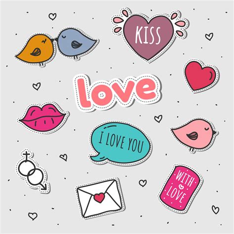 Love Stickers Set Vector Imprimibles De Amor Pegatinas Emojis De Amor