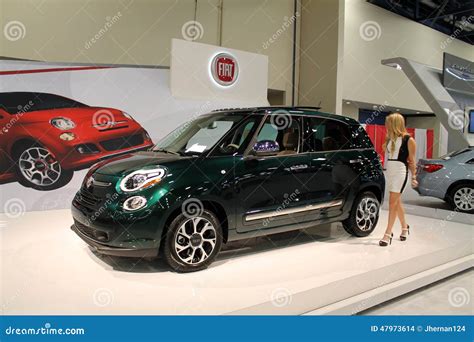 New Green Fiat 500l Close Up Editorial Stock Image Image Of Indoors