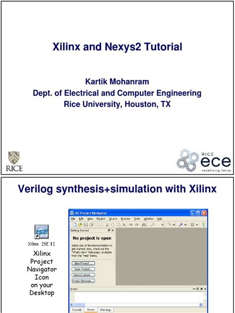 Xilinx And Nexys2 Tutorial Kartik Mohanram Dept Of Electrical And
