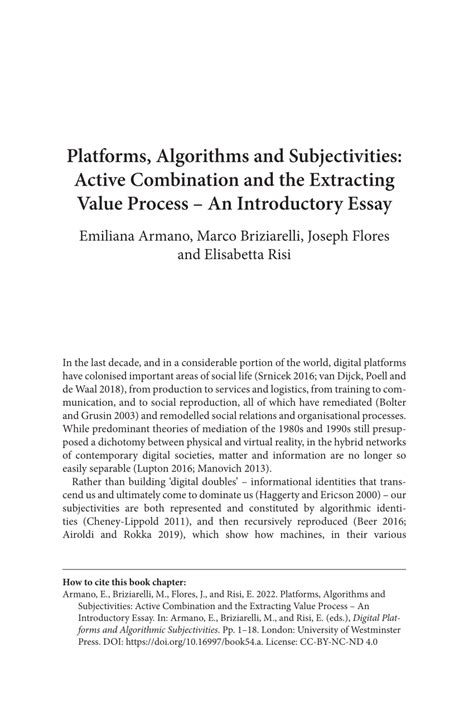 pdf platforms algorithms and subjectivities active combination and