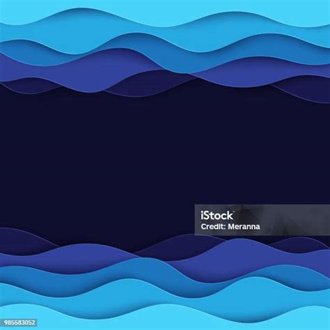 종이 예술 만화 추상 파도 종이 배경 개척 현대 종이 접기 디자인 서식 파일입니다 벡터 일러스트입니다 3d 종이 레이어 바다 파도 0명에 대한 스톡 벡터 아트 및 기타