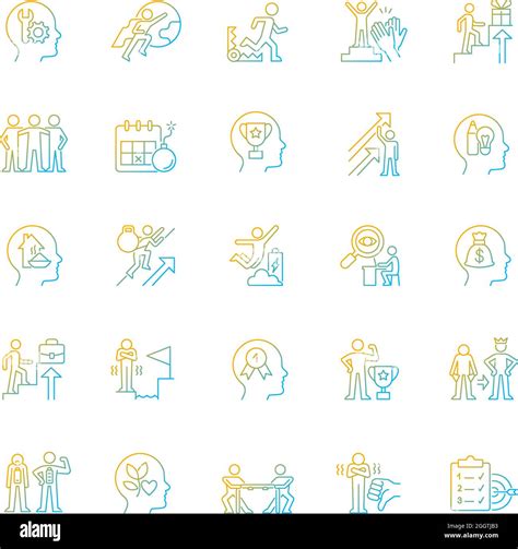 Motivation Gradient Linear Vector Icons Set Stock Vector Image And Art Alamy