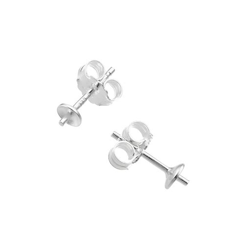 Ohrstecker Stift Mit Kelch 4mm Ca 20 Paare G Silver