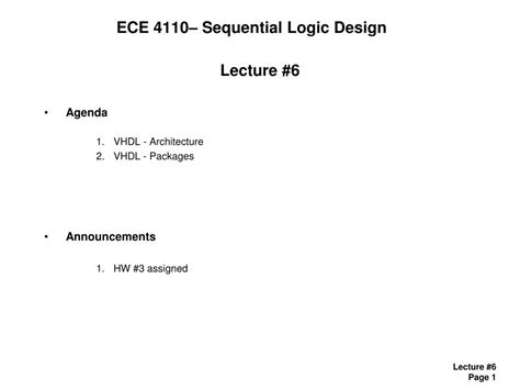 Ppt Lecture 6 Agenda Vhdl Architecture Vhdl Packages