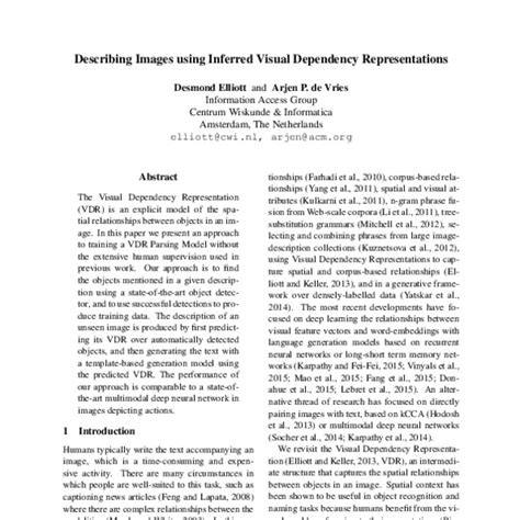 Describing Images Using Inferred Visual Dependency Representations Acl Anthology