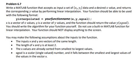 Solved Problem 67 Write A Matlab Function That Accepts As